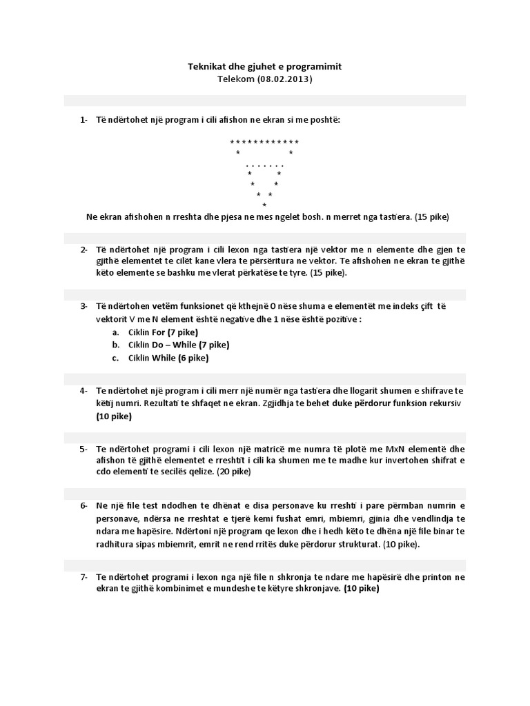Teknikat Dhe Gjuhet e Programimit 08022013 | PDF