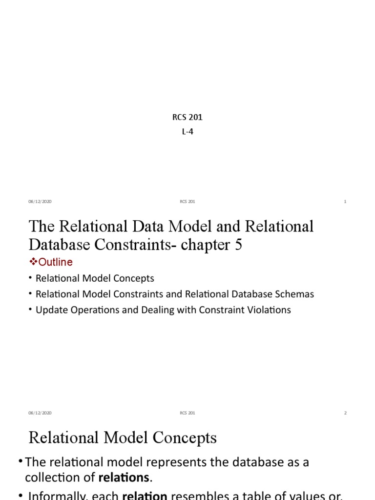 L 4 Database Pdf Relational Database Relational Model