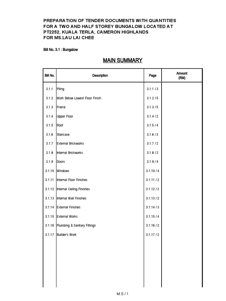 Elemental Bill (Boq) | PDF | Deep Foundation | Door