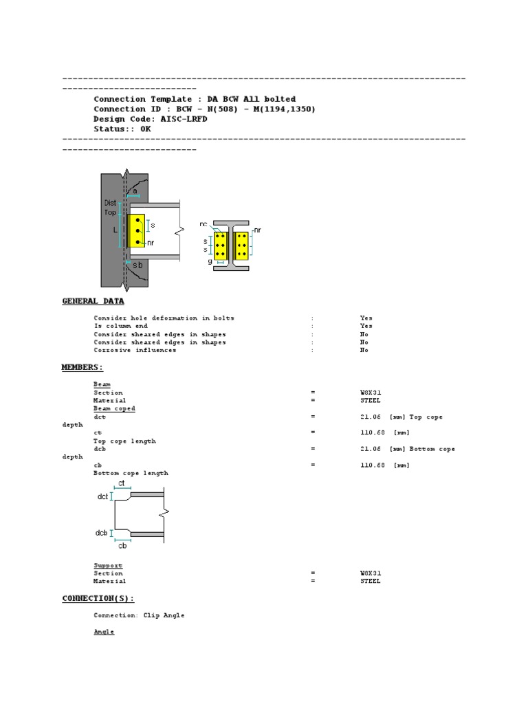 Connection: Clip Angle | PDF | Beam (Structure) | Continuum Mechanics