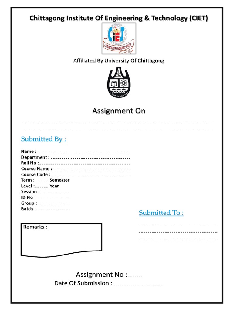 CIET Assignment Cover Page Template | PDF