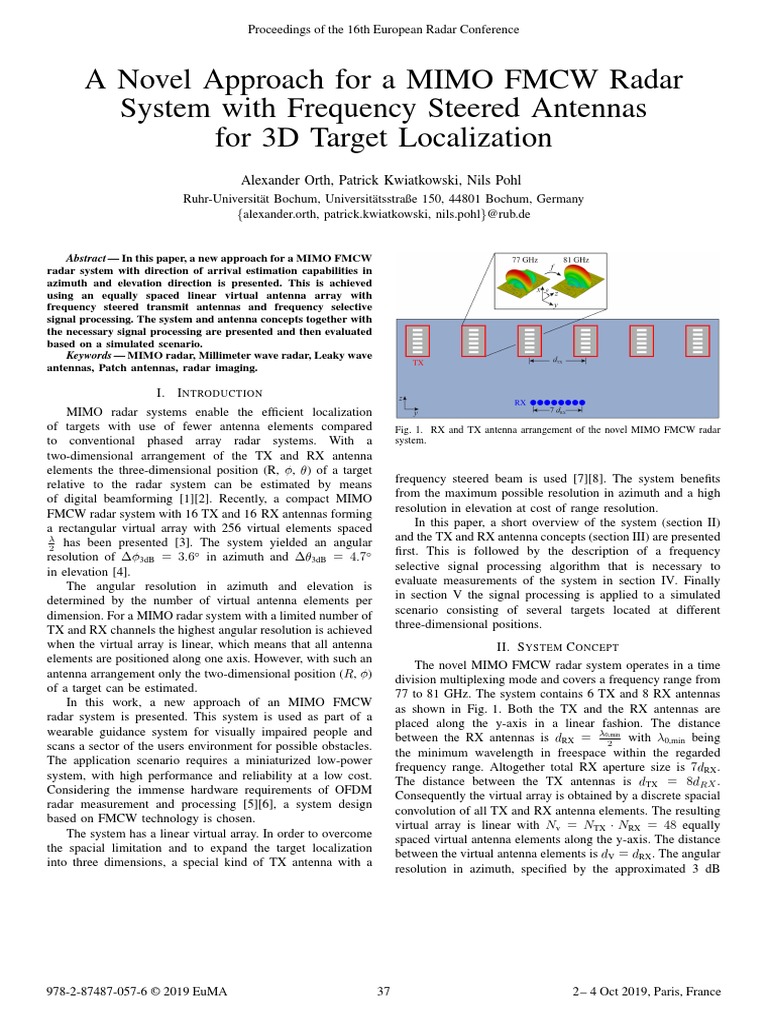 A Novel Approach For A MIMO FMCW Radar System With Frequency Steered Antennas For 3D Target ...