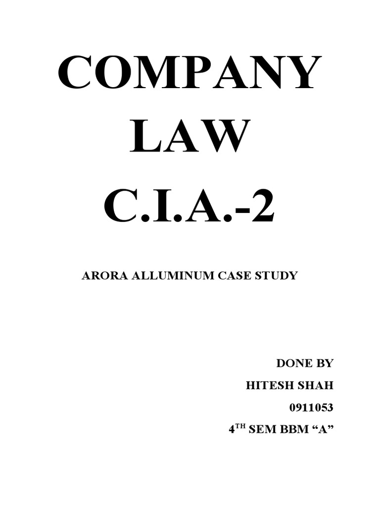 Company Law Case Study Hitesh 0911053 | PDF | Business | Liquidation