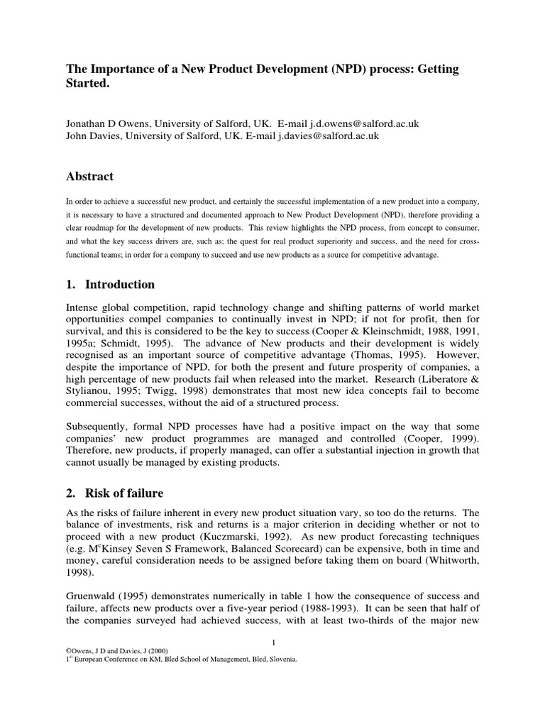 The Importance of A NPD Process Getting started-FDraft-00 | PDF ...
