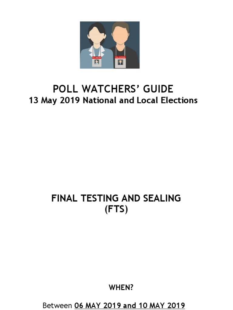 Poll Watchers' Guide: 13 May 2019 National and Local Elections | PDF ...