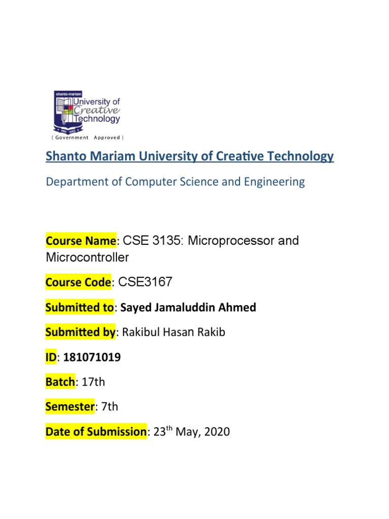 Shanto Mariam University of Creative Technology: Department of Computer ...