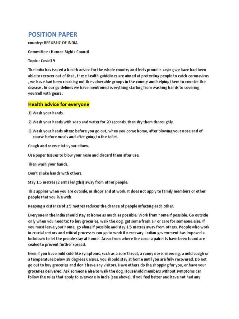 Postion Paper India WHO Community | Download Free PDF | Common Cold ...