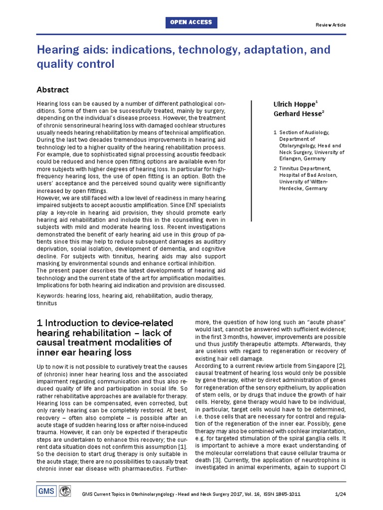 Hearing Aids Indications Technology Adaptation and | PDF | Hearing Loss ...