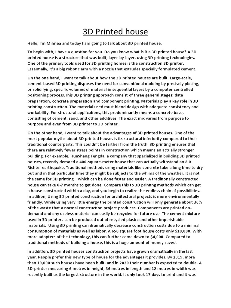 3D Printed House | PDF | 3 D Printing | Recycling