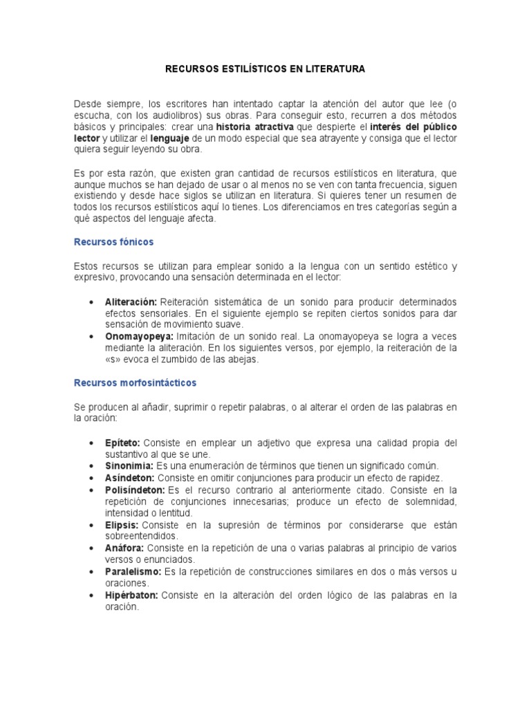 Recursos Estilísticos en Literatura | PDF | Metáfora | Idiomas