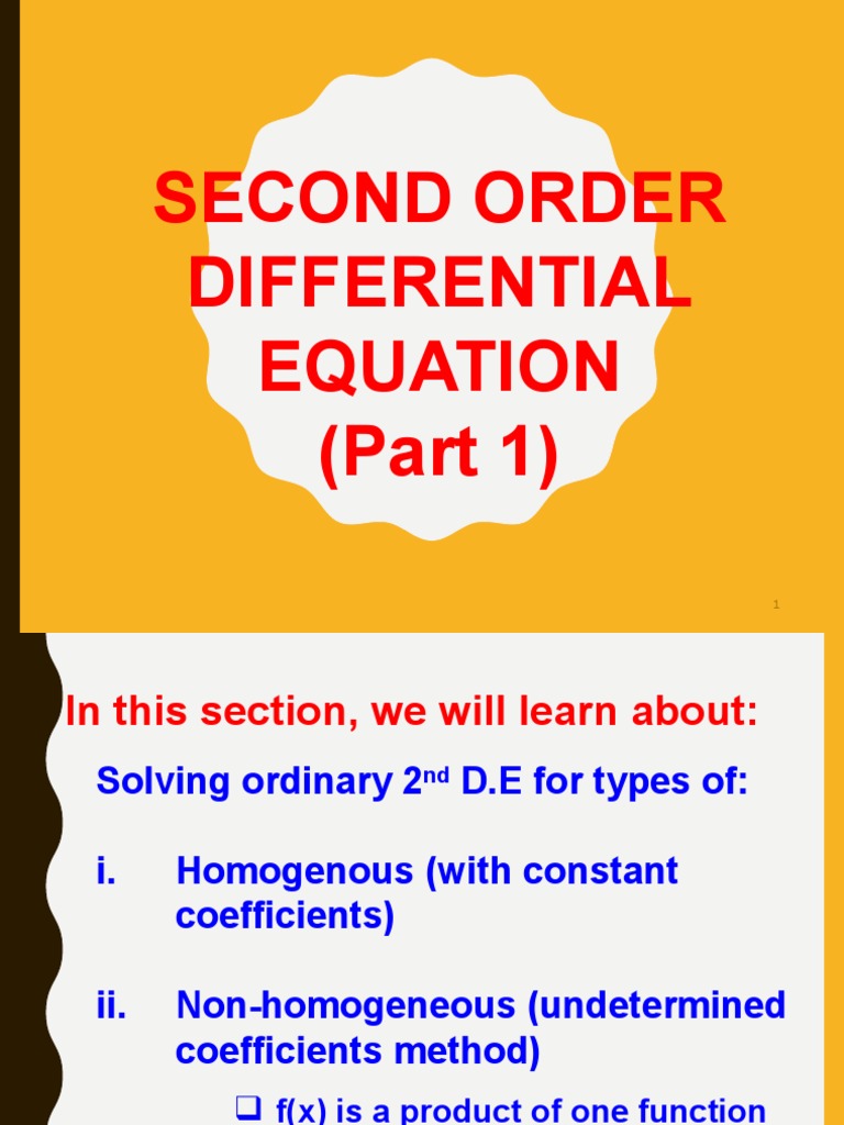 Lesson 4 Topics2 - 2nd ODE (Part1) | PDF | Ordinary Differential ...