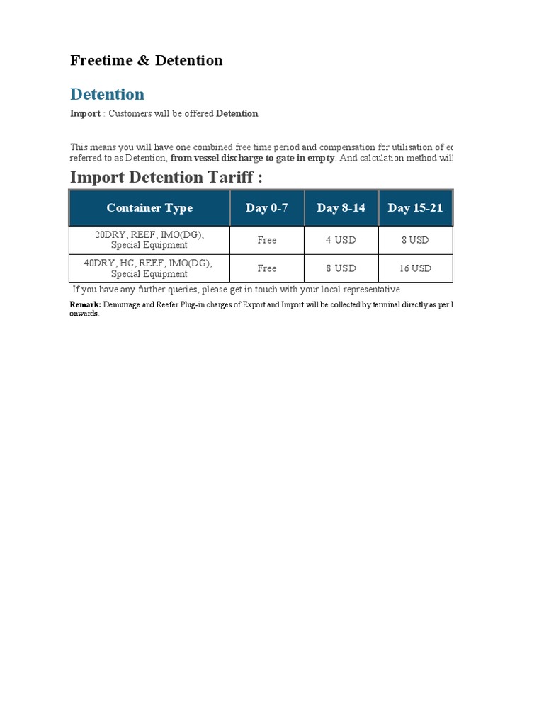 Demurrage Detention Import | PDF