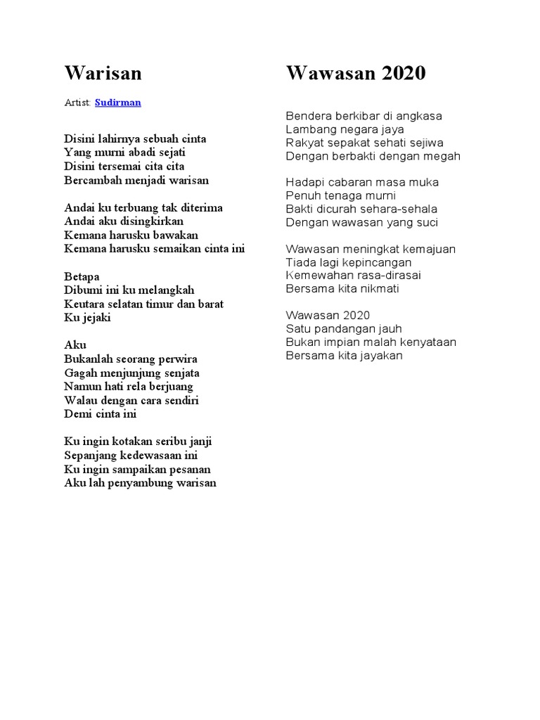 Lirik Lagu Wawasan 2020 Bendera Berkibar Di Angkasa Lambang Negara - Riset Lirik Lagu Wawasan 2020 Bendera Berkibar Di Angkasa Lambang Negara - Riset