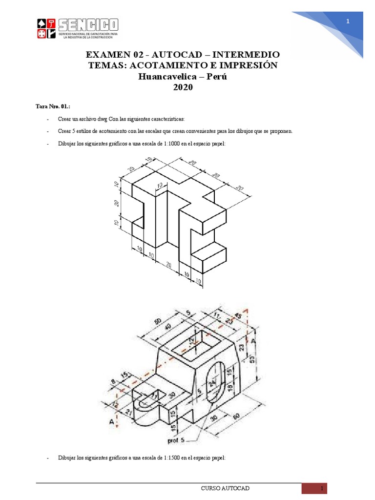 Examen Intermedio de AutoCAD 2D | PDF | Informática | Software