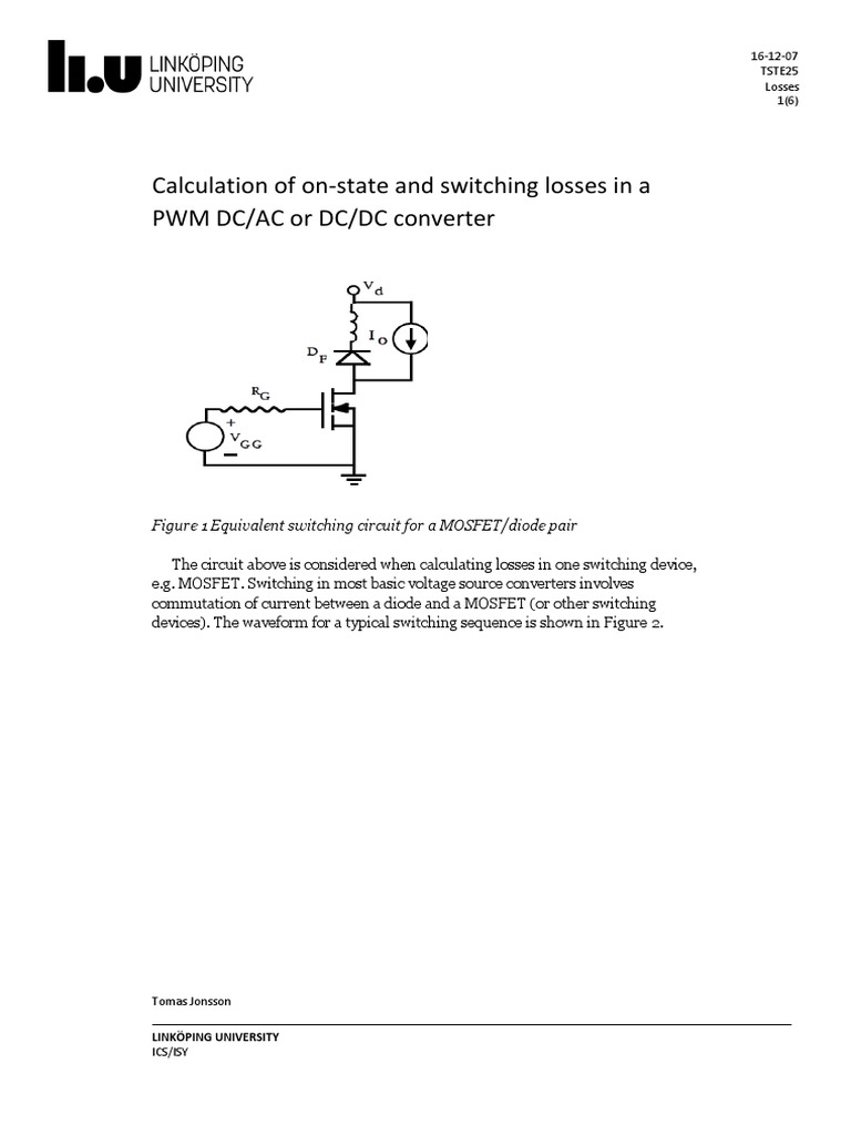 Calculation of On-State and Switching Losses in A PWM DC/AC or DC/DC ...