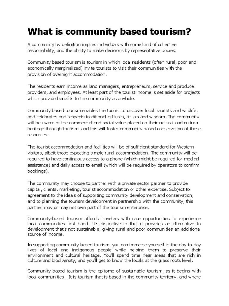 What Is Community Based Tourism | PDF | Tourism | Sustainability