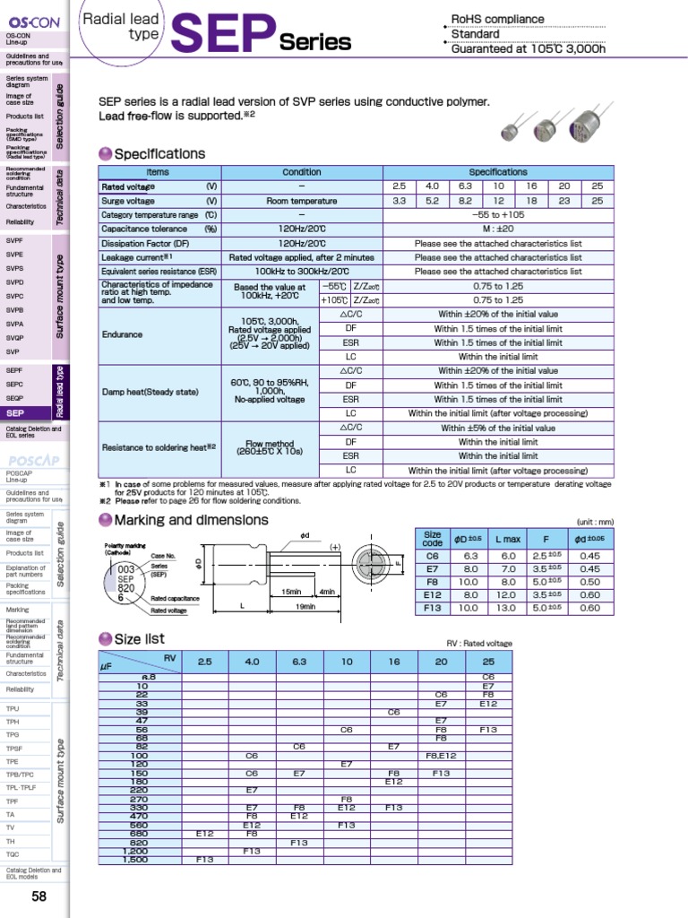 Series: SEP Series Characteristics List | PDF | Electronics ...