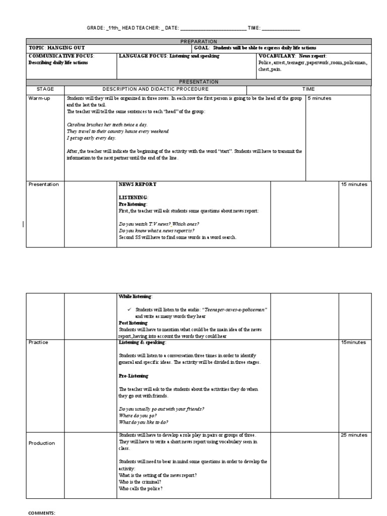 Formato Lesson Plan 2014-20 | PDF | Vocabulary | News