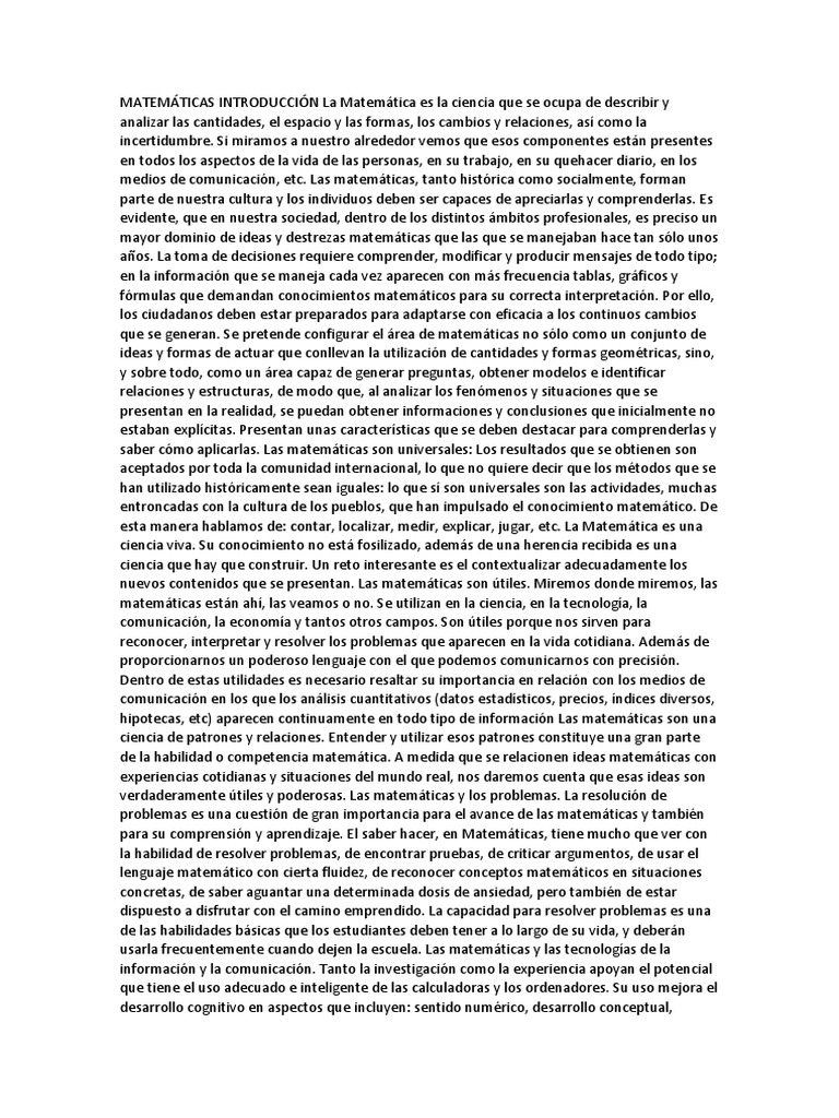 Matemáticas Introducción | PDF | Enseñanza de matemática | Aprendizaje