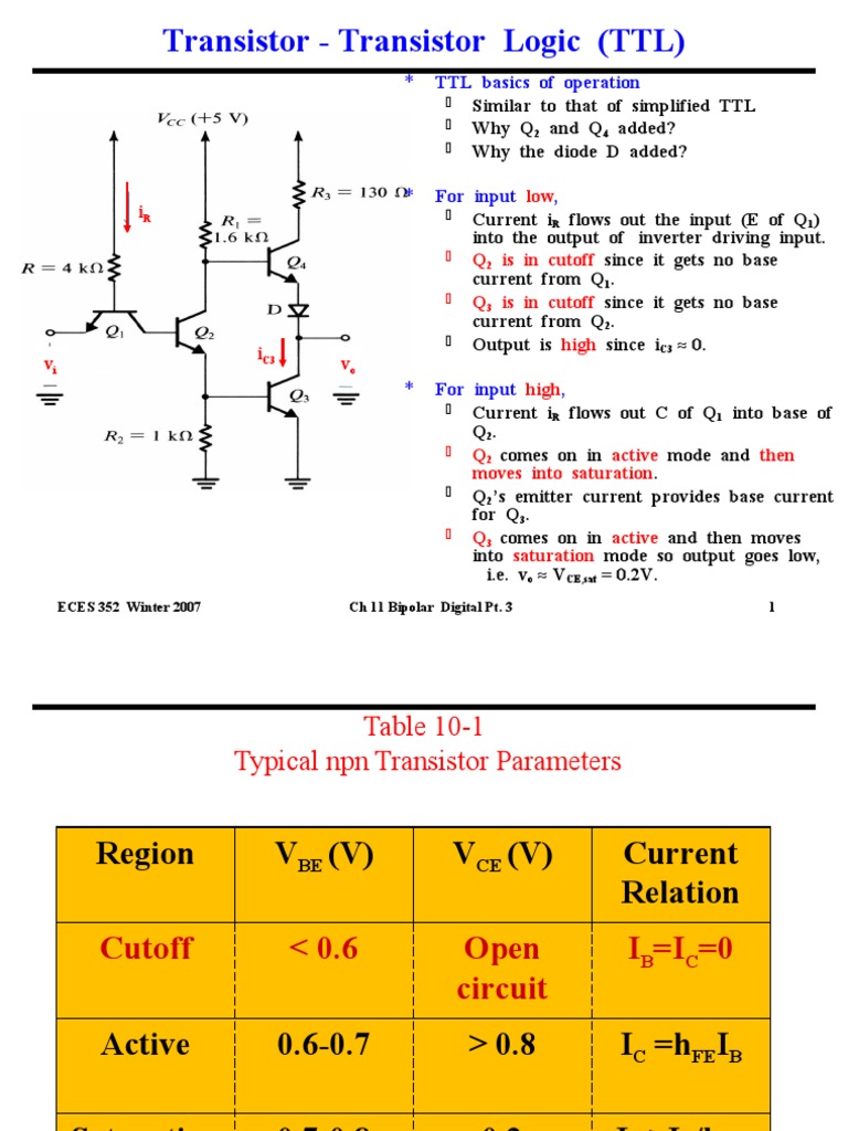 Transistor - Transistor Logic (TTL) : I Low | PDF | Bipolar Junction ...