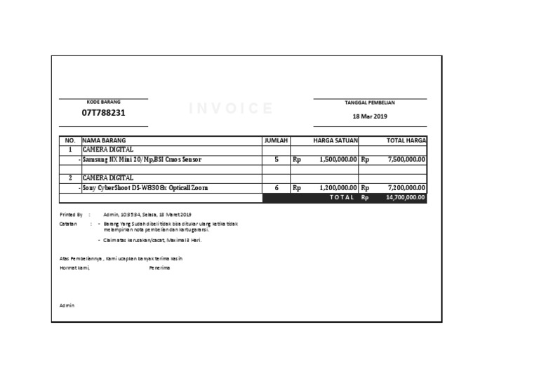 Invoice: Tanggal Pembelian Kode Barang | PDF