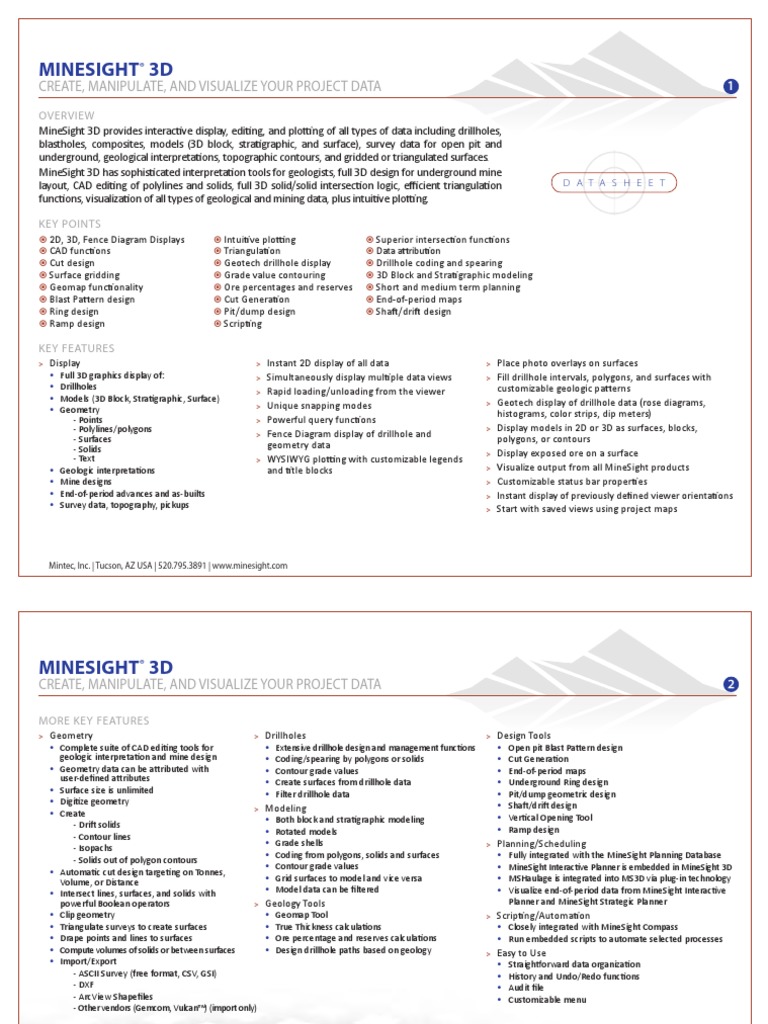 Minesight 3D: Create, Manipulate, and Visualize Your Project Data | PDF ...