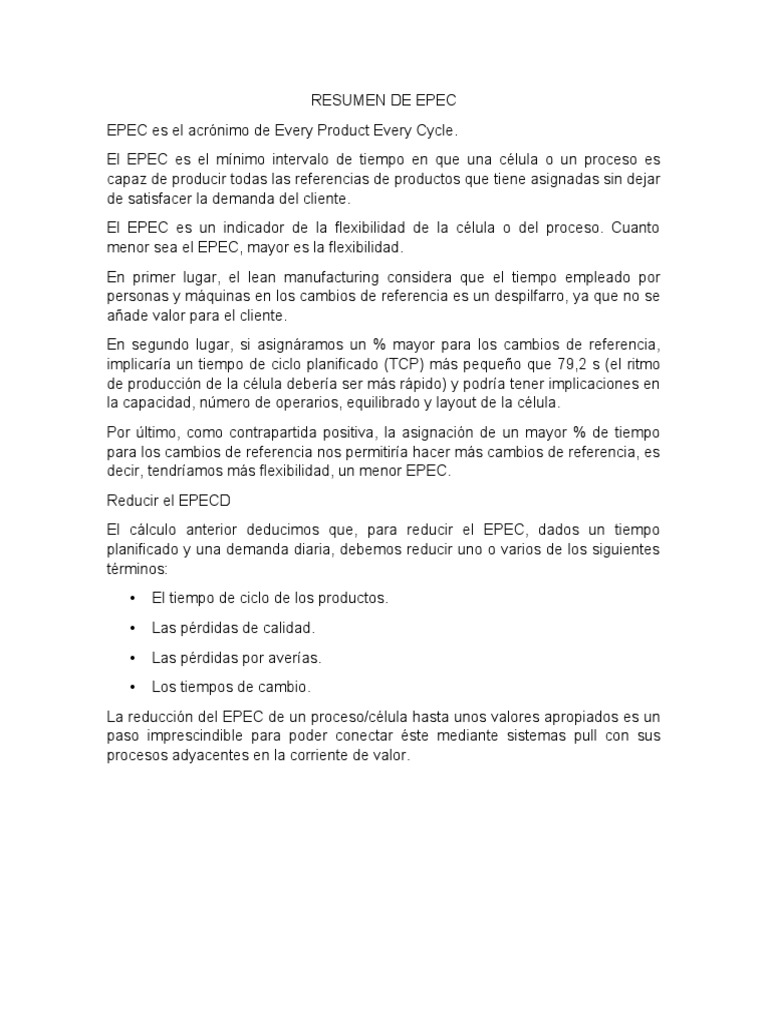 Significado y Reducción del EPEC | PDF | Supermercado | Inventario