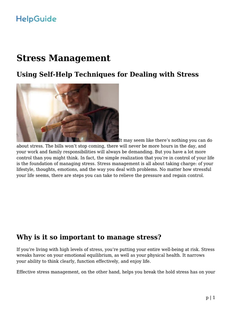 Stress Management: Using Self-Help Techniques For Dealing With Stress ...