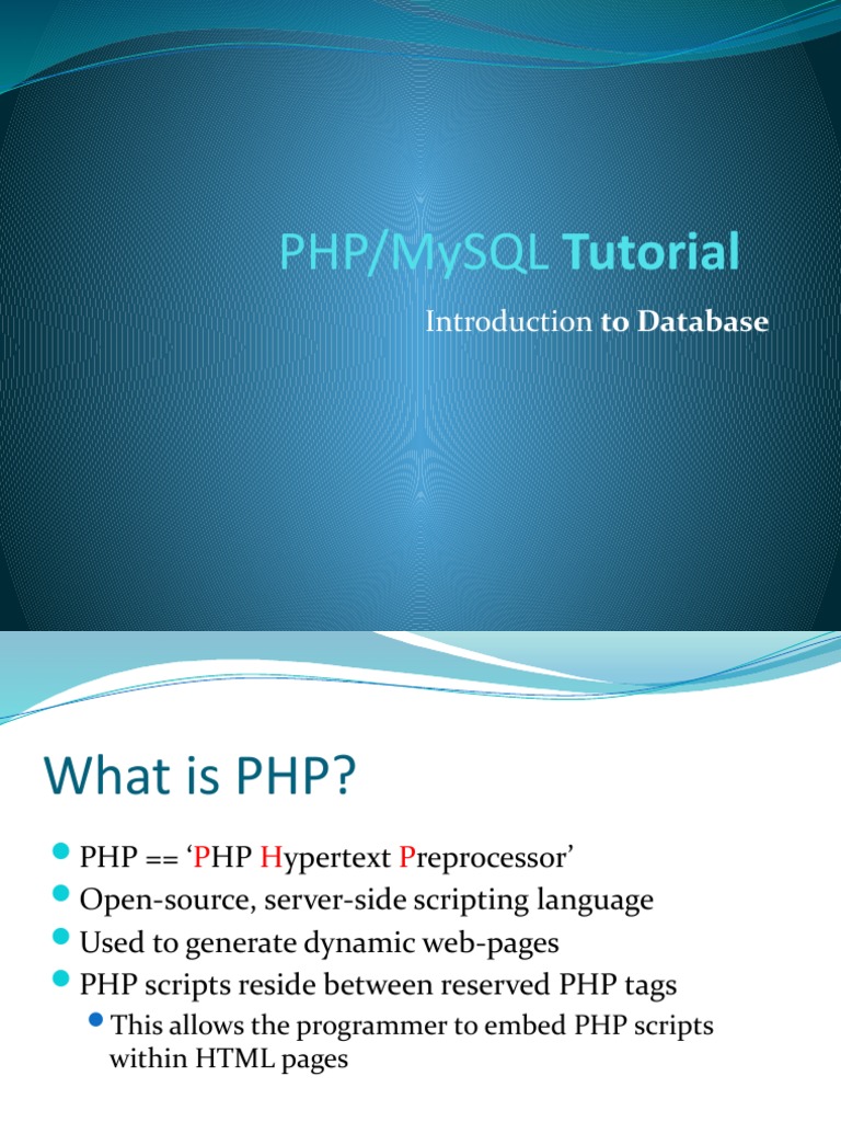 Phpmysql Tutorial Introduction To Database Pdf Cookie Php