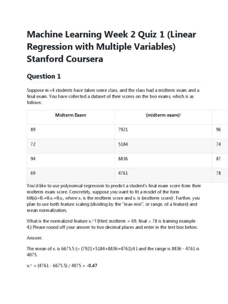 Machine Learning Week 2 Coursera | PDF | Ordinary Least Squares | Gradient