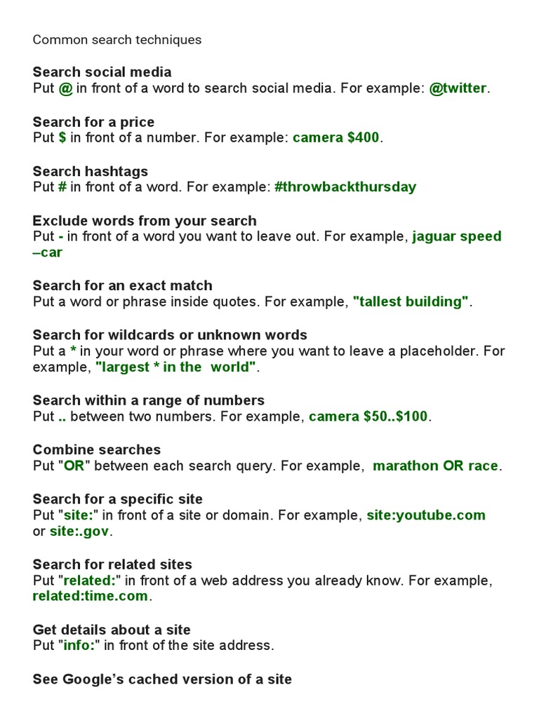 Common Search Techniques | PDF