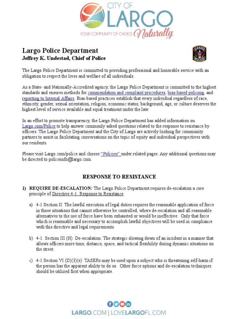 Largo Police Department: Jeffrey K. Undestad, Chief of Police | PDF ...