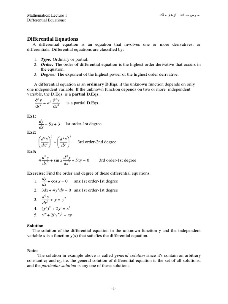 2.differential Equations | PDF | Differential Equations | Equations