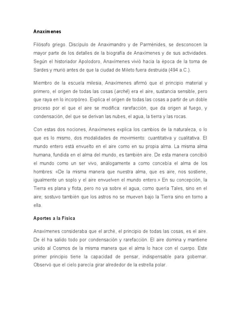 Filósofo griego Anaxímenes y su teoría del aire como principio material ...