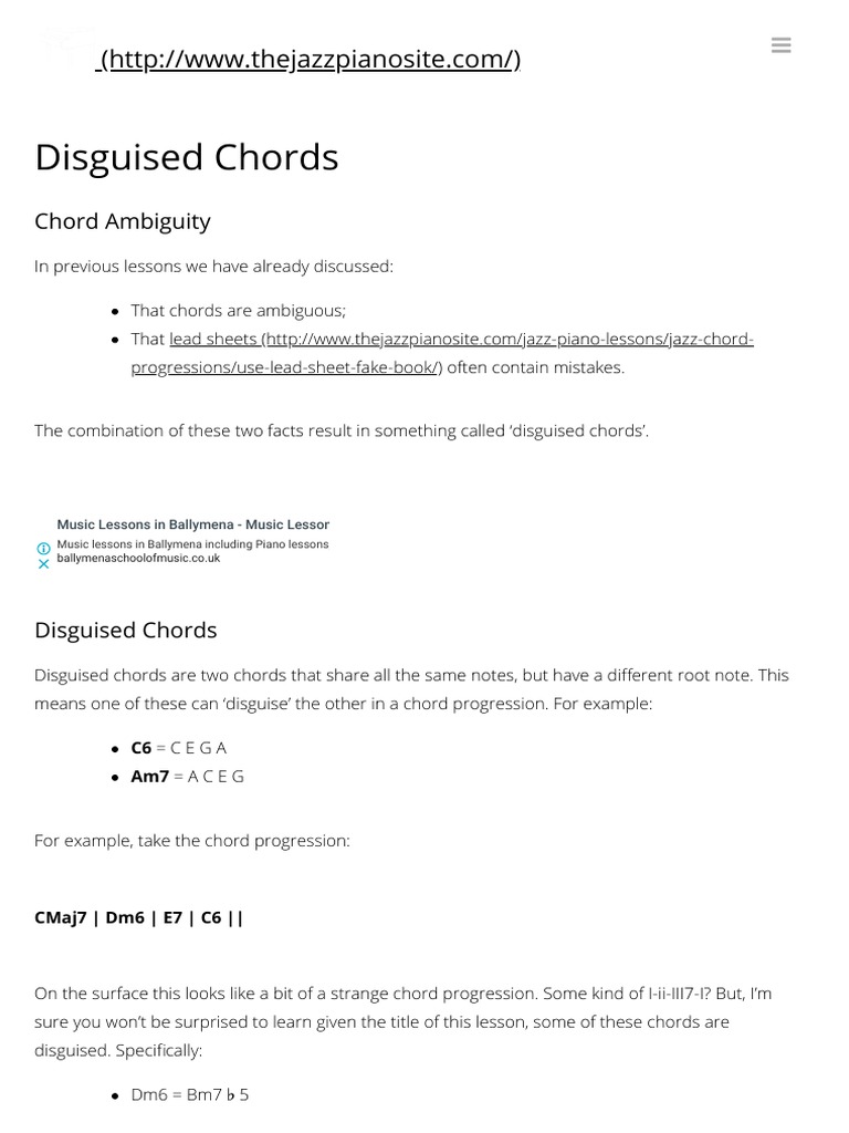 Disguised Chords - The Jazz Piano Site | PDF | Chord (Music) | Musical ...