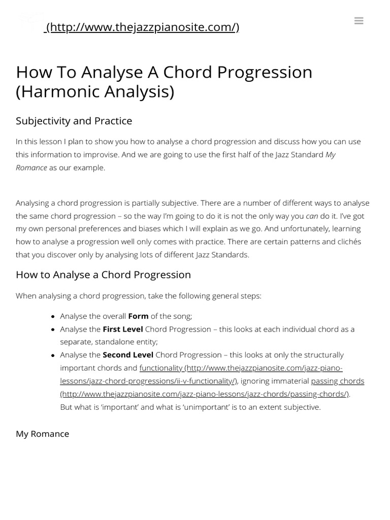 How To Analyse A Chord Progression (Harmonic Analysis) - The Jazz Piano ...