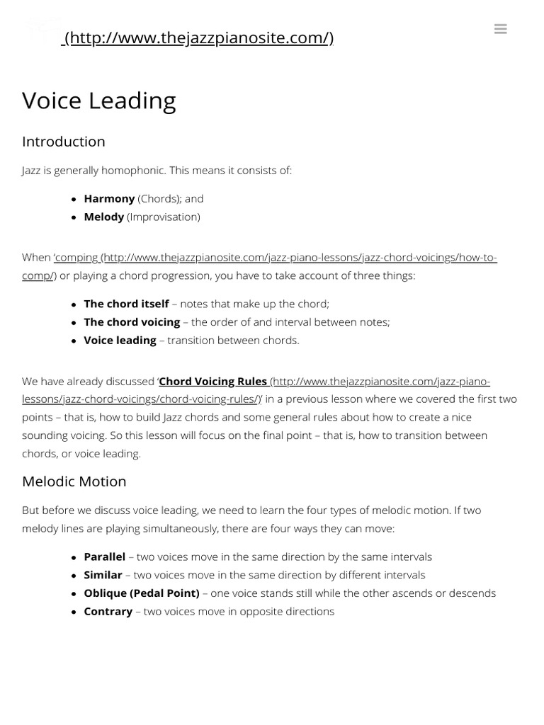 Jazz Voice Leading Guide | PDF | Chord (Music) | Harmony