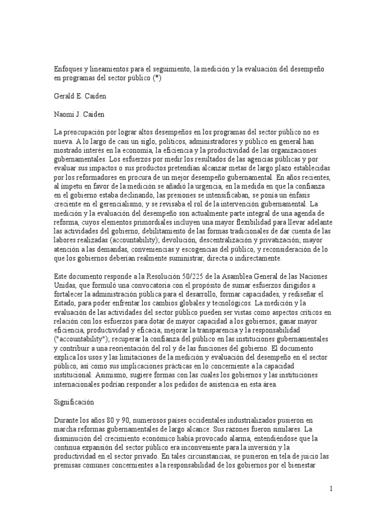 Enfoques y Lineamientos para El Seguimiento (Caiden) | PDF | Planificación | Planificación ...