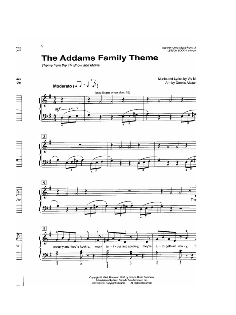 Adams Family Piano Theme | PDF
