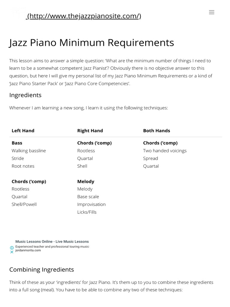 Jazz Piano Minimum Requirements - The Jazz Piano Site | PDF | Jazz ...