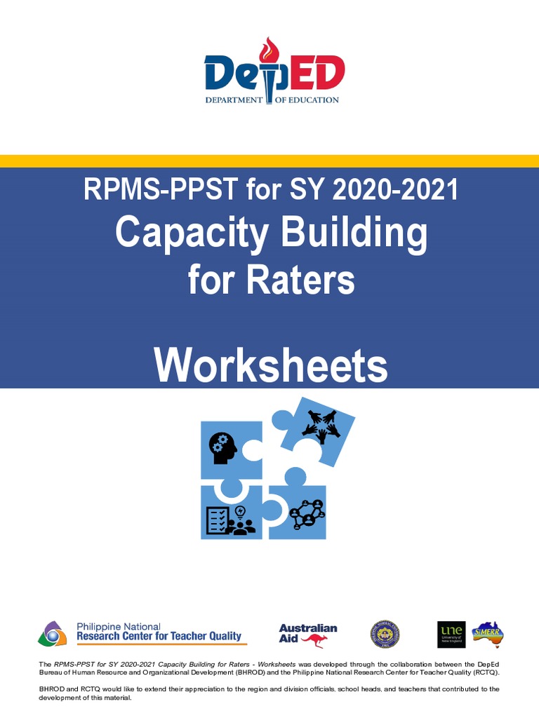 RPMS-PPST SY 2020-2021 Capacity Building For Raters - Worksheets With ...