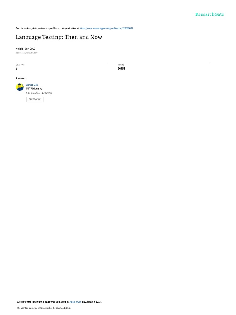 Language Testing Then and Now | PDF | English As A Second Or Foreign ...