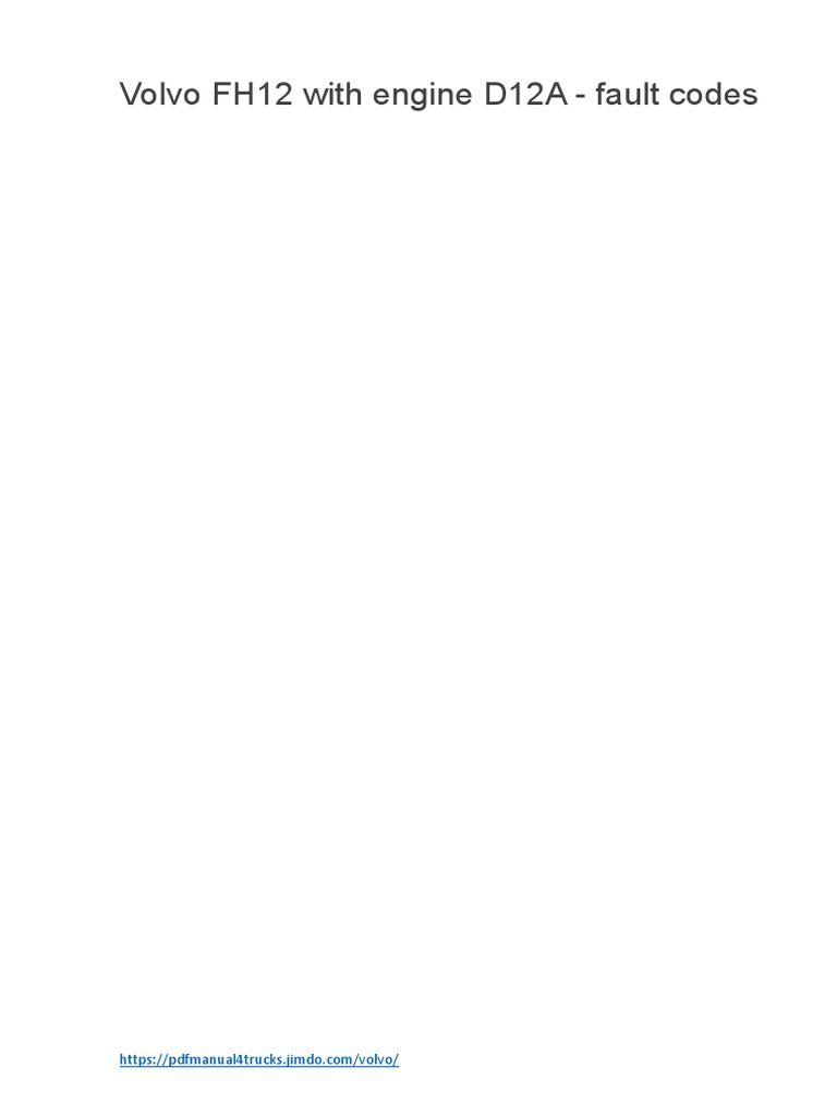 Volvo FH12 With Engine D12A Fault Codes PDF | PDF | Throttle | Engine ...