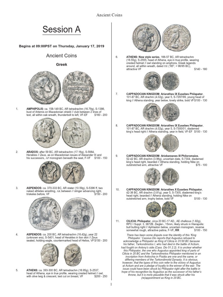 Session A: Ancient Coins | PDF | Macedonia (Ancient Kingdom) | Ancient Rome