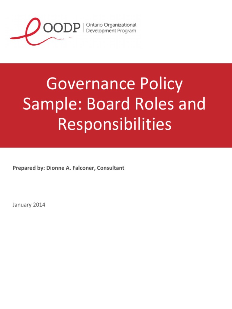 Governance Policy Sample: Board Roles and Responsibilities: Prepared By ...
