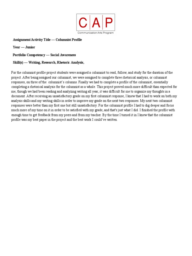 Columnist Profile Coversheet | PDF