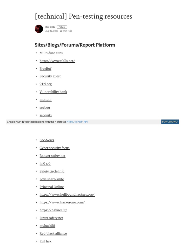 (Technical) Pen-Testing Resources | PDF | Vulnerability (Computing ...