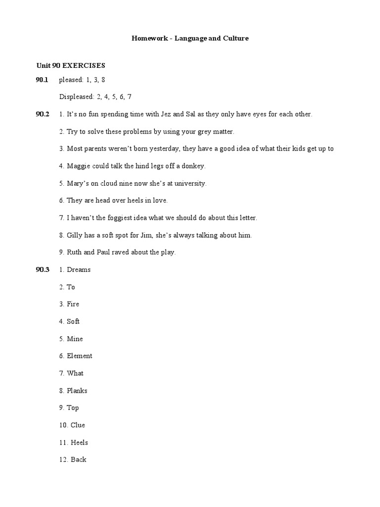 Homework - Language and Culture | PDF | Language Arts & Discipline