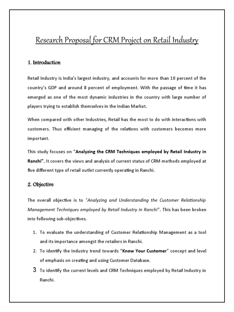 Research Proposal For CRM Project On Retail Industry | PDF | Customer ...