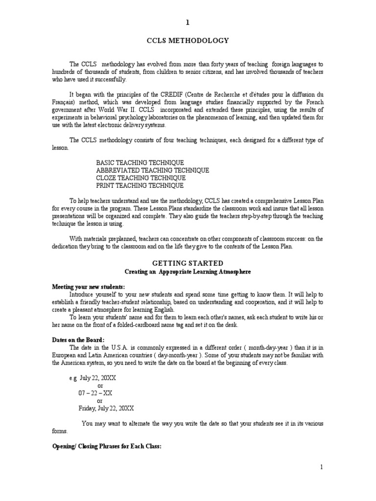 CCLS New Methods | PDF | Language Education | Question